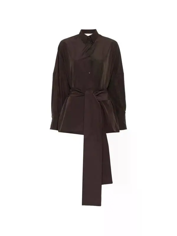 CO.GO Belted Balloon-sleeve Shirt - Brown