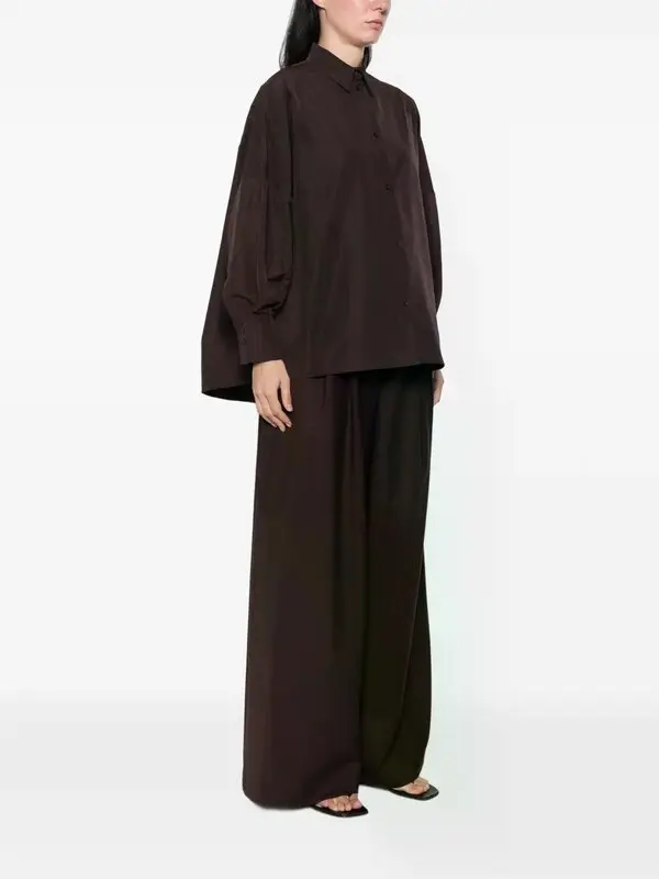 CO.GO Belted Balloon-sleeve Shirt - Brown