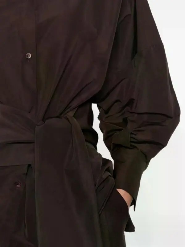 CO.GO Belted Balloon-sleeve Shirt - Brown