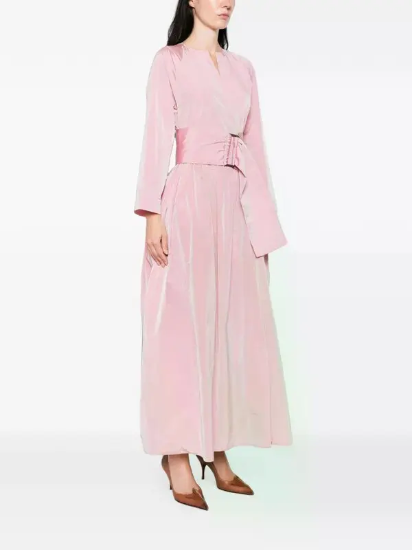 CO.GO Belted Long-sleeve Maxi Dress
