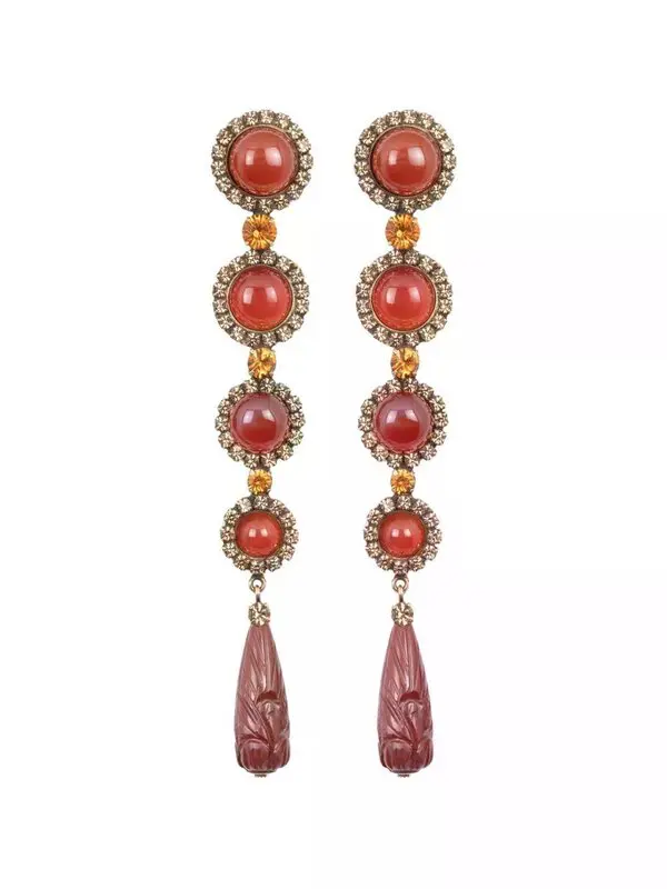 JENNIFER BEHR Rafferty Crystal-embellished Drop Earrings - Red