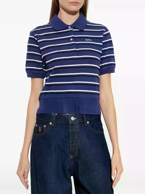 A.p.c. Oceane Horizontal-stripe Polo Top - Blue