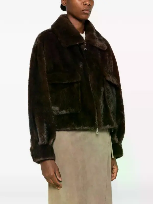 BETTA CORRADI Faux-fur Flap-pockets Jacket