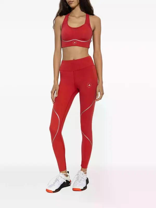 Adidas By Stella McCartney Reflective-trim Logo-print Leggings - Red