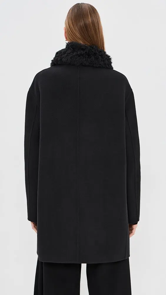 Another Tomorrow Fur Collar Balmacaan Coat