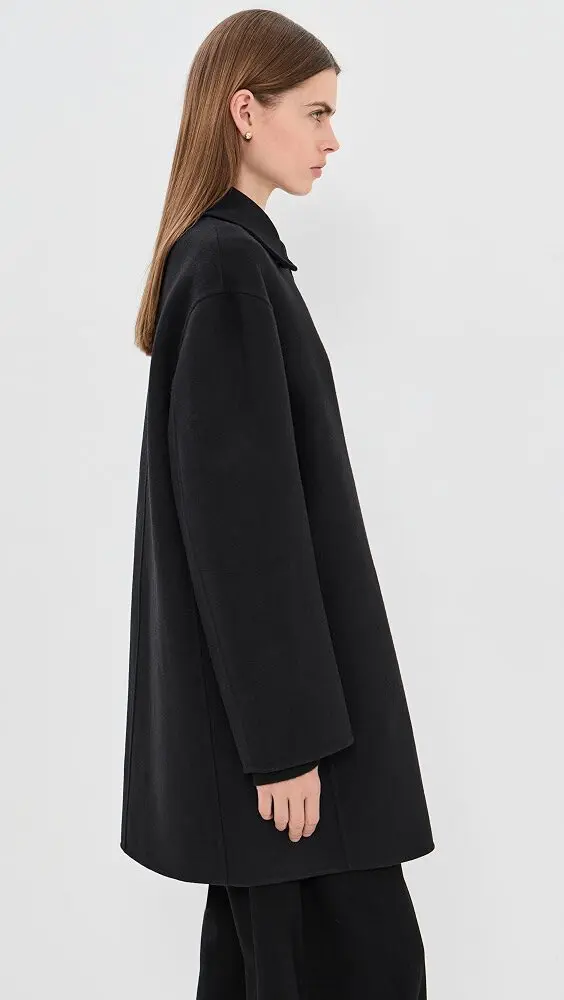 Another Tomorrow Fur Collar Balmacaan Coat