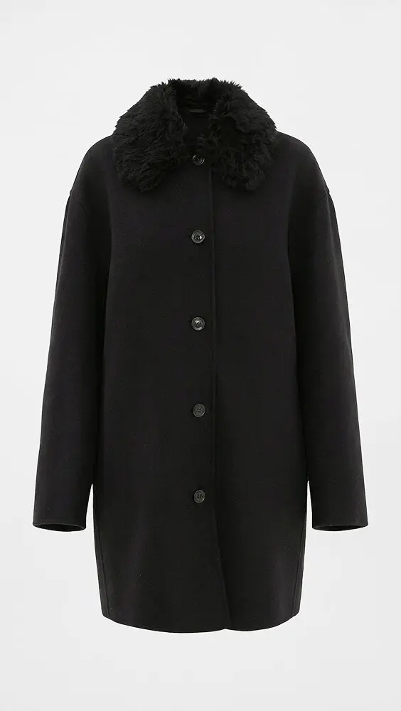 Another Tomorrow Fur Collar Balmacaan Coat