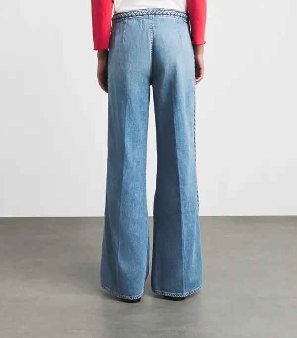 MOTHER The Hustler Braided Roller Sneak Jeans - Blue