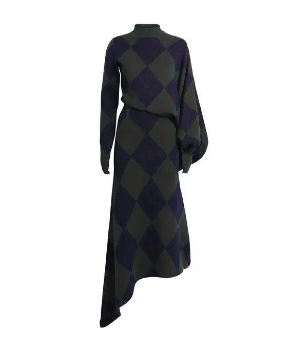 A.W.A.K.E. Mode Merino Wool Argyle Midi Dress