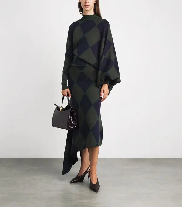A.W.A.K.E. Mode Merino Wool Argyle Midi Dress