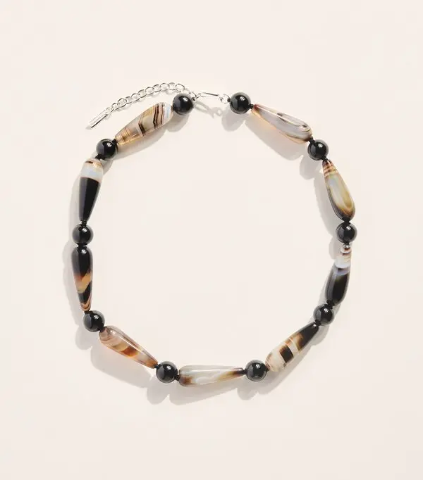Completedworks And Banded Agate Beaded Necklace