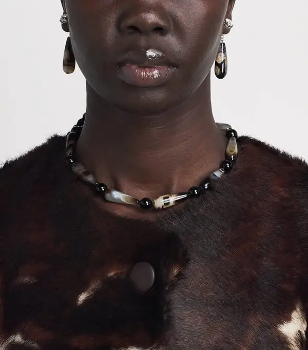 Completedworks And Banded Agate Beaded Necklace