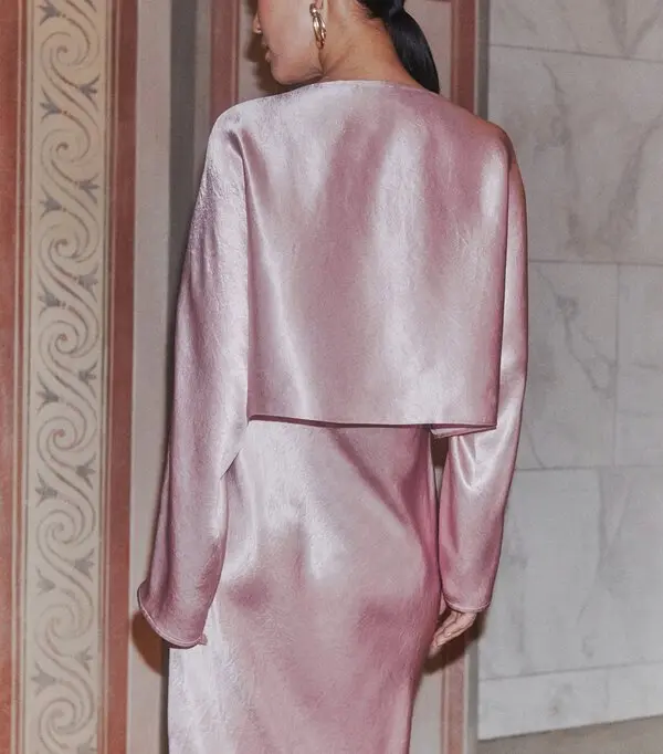 Marella Satin Cropped Blouse - Pink