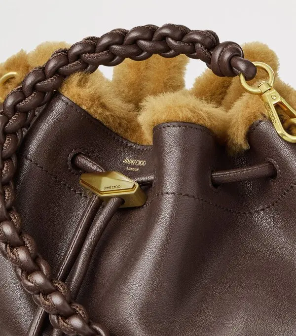 JIMMY CHOO Leather Shearling-trim Bon Bon Shoulder Bag