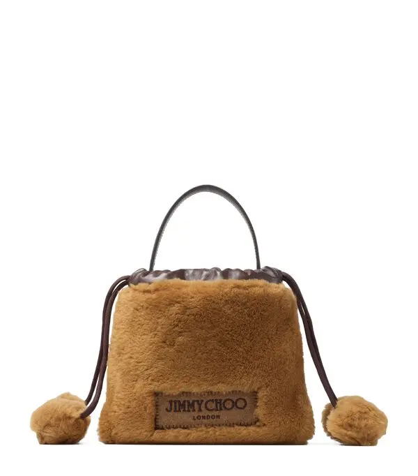 JIMMY CHOO Shearling Drawstring Pouch