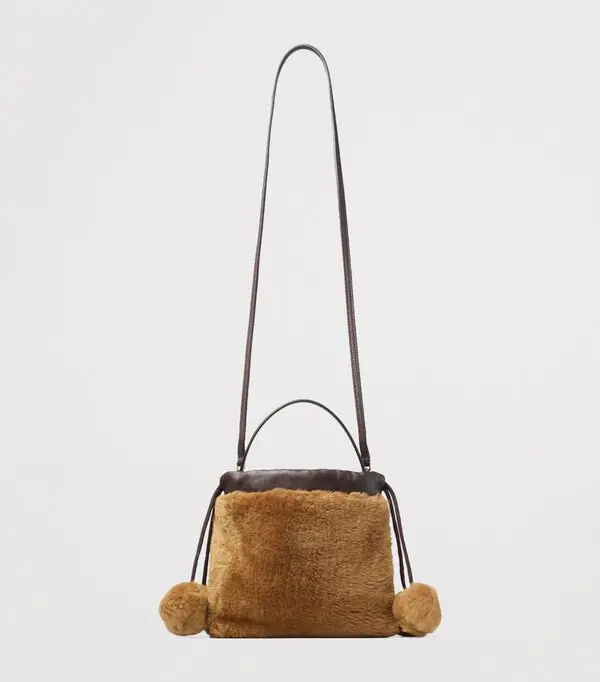JIMMY CHOO Shearling Drawstring Pouch