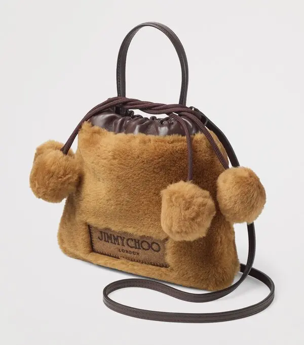 JIMMY CHOO Shearling Drawstring Pouch