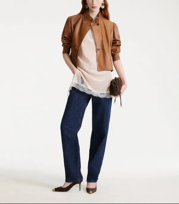 Marella Asymmetric Leather Jacket