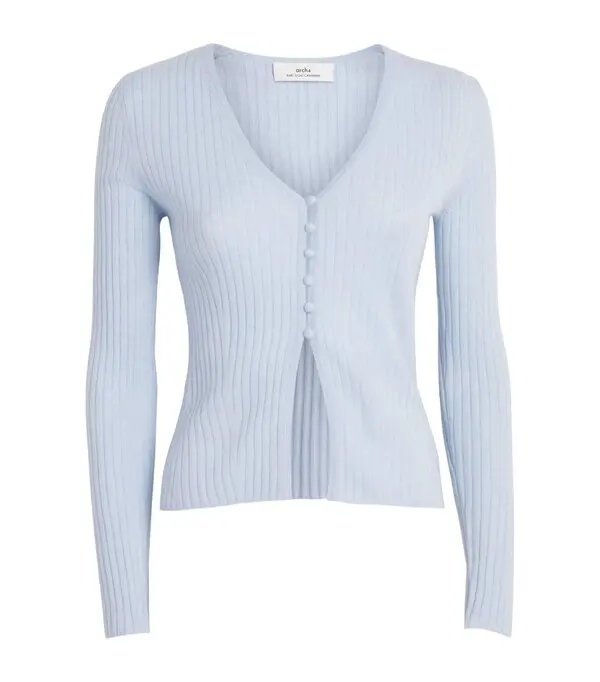 Arch4 Cashmere Ribbed New Cami Cardigan - Blue