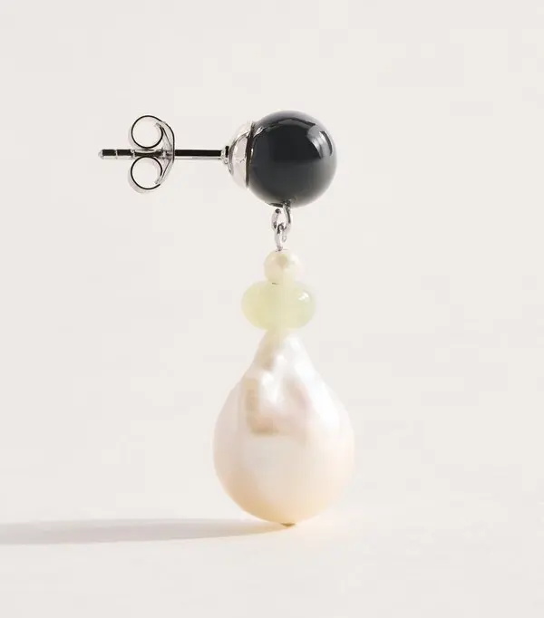 Completedworks Sterling Mixed Bead Peat Asymmetric Drop Earrings