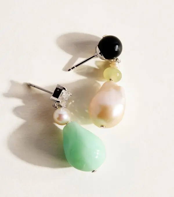 Completedworks Sterling Mixed Bead Peat Asymmetric Drop Earrings