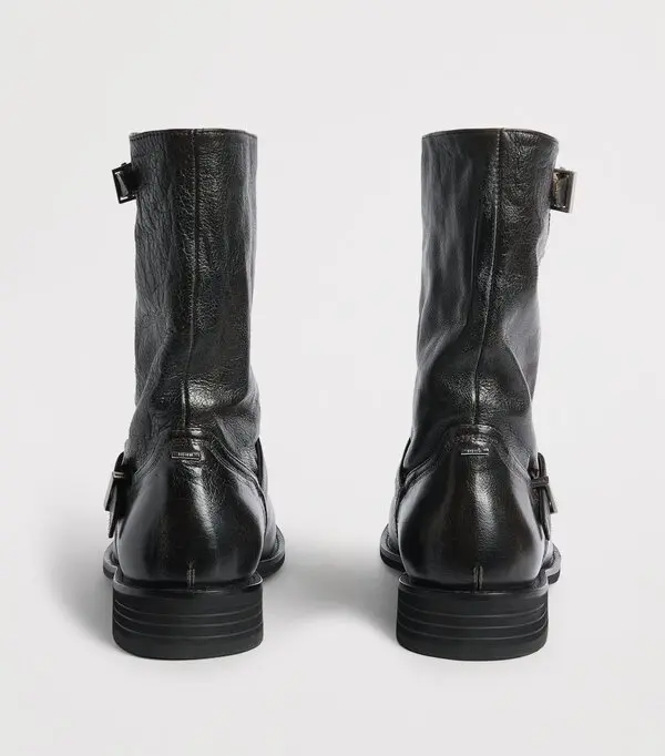 SYSTEM Leather Buckle Ankle Boots