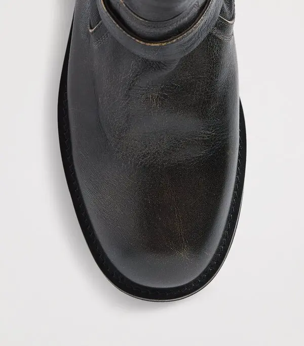 SYSTEM Leather Buckle Ankle Boots