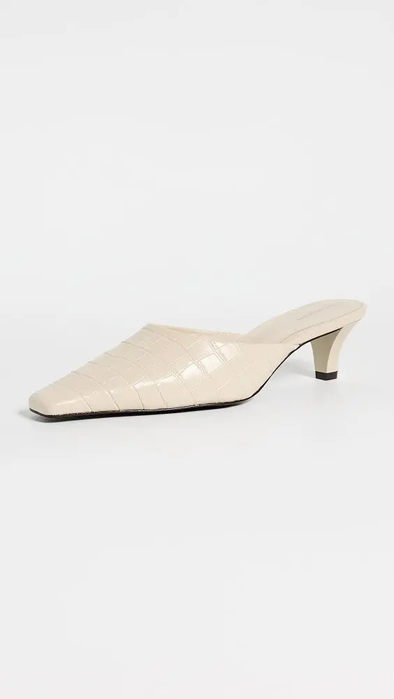 REFORMATION Jeanne Heeled Mules - Almond Croc