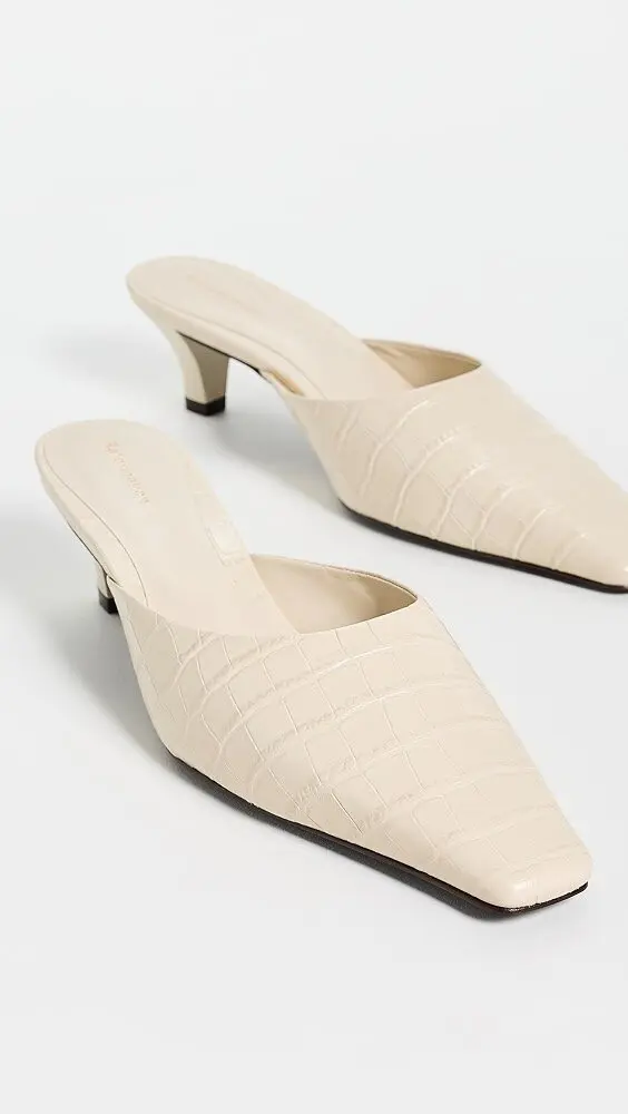 REFORMATION Jeanne Heeled Mules - Almond Croc