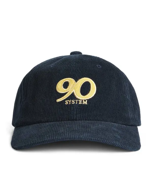 SYSTEM Cotton Corduroy Embroidered Logo Cap - Navy
