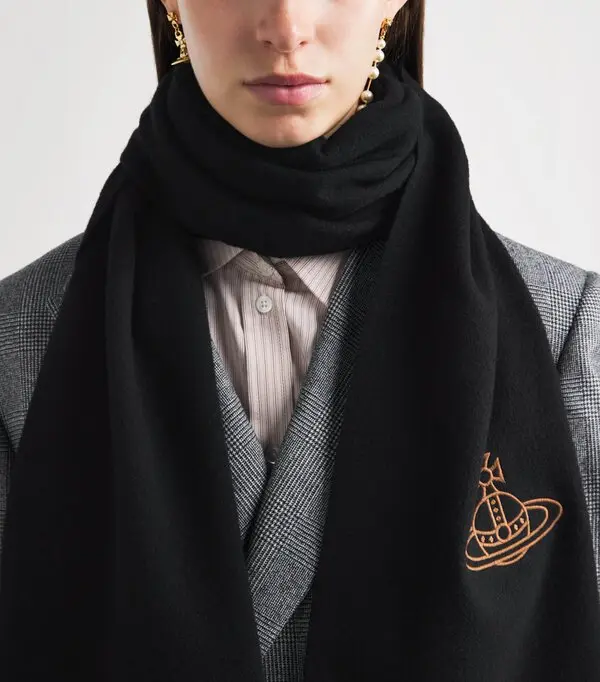 VIVIENNE WESTWOOD Wool Embroidered Orb Scarf