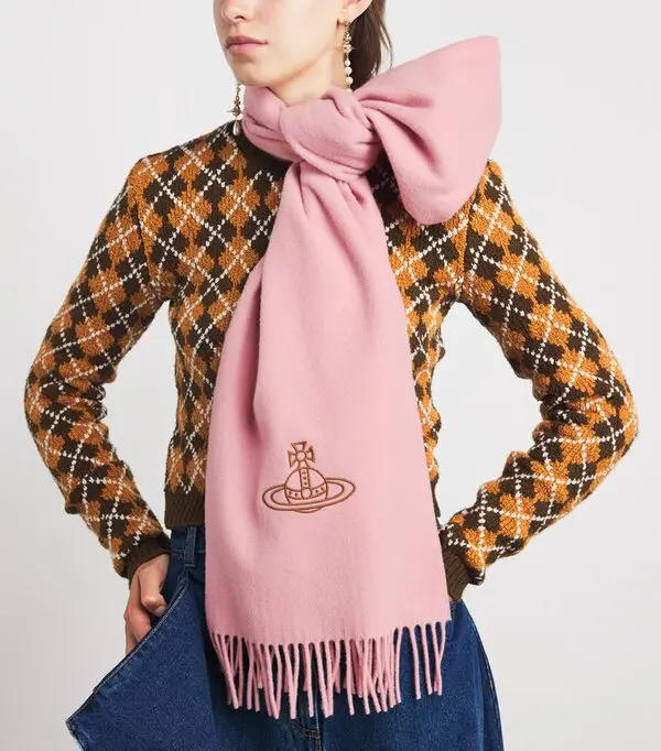 VIVIENNE WESTWOOD Wool Embroidered Orb Scarf