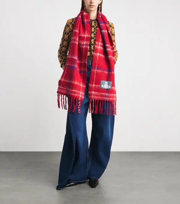 VIVIENNE WESTWOOD Alpaca-blend Check Orb Scarf