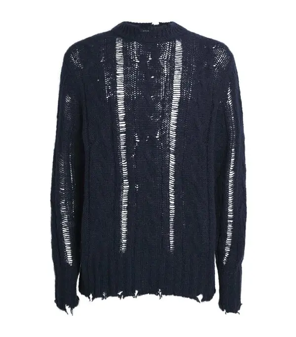 SYSTEM Cable-knit Distressed Sweater