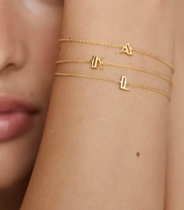 Monica Vinader Vermeil L Initial Chain Bracelet