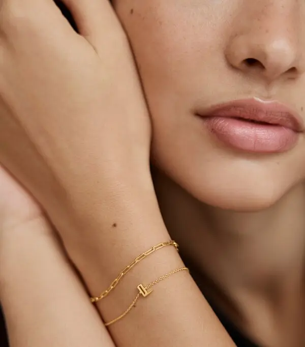 Monica Vinader Vermeil L Initial Chain Bracelet