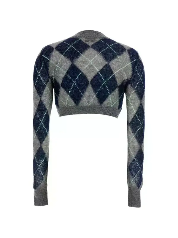 SHUSHU/TONG Argyle-check Cropped Cardigan