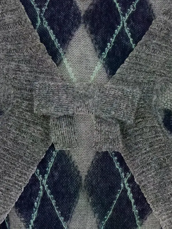 SHUSHU/TONG Argyle-check Cropped Cardigan