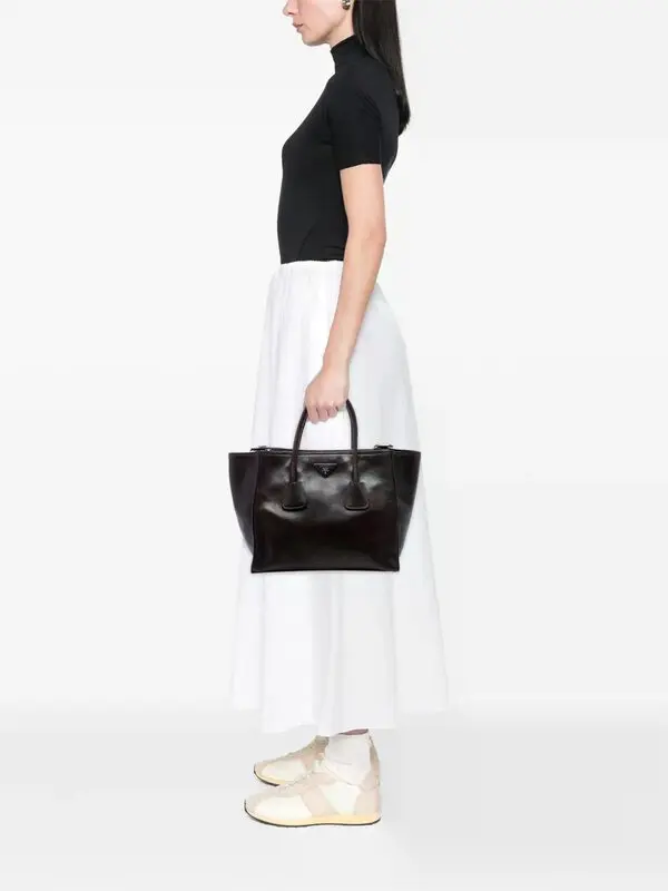 Prada 2013-2026 Glace Calf Twin Pocket Double Handle Satchel