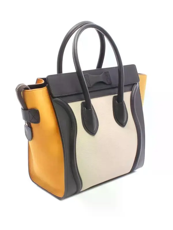 Celine 2000-2026 Micro Tricolor Leather Luggage Tote Bag
