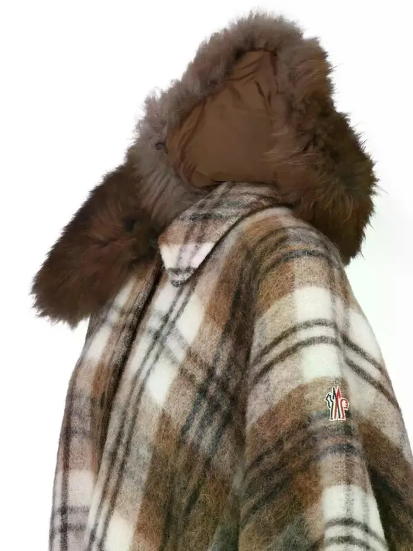 Moncler Check-pattern Faux-fur-collar Jacket