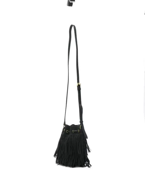 Mulberry Fringed Drawstring Bucket Bag