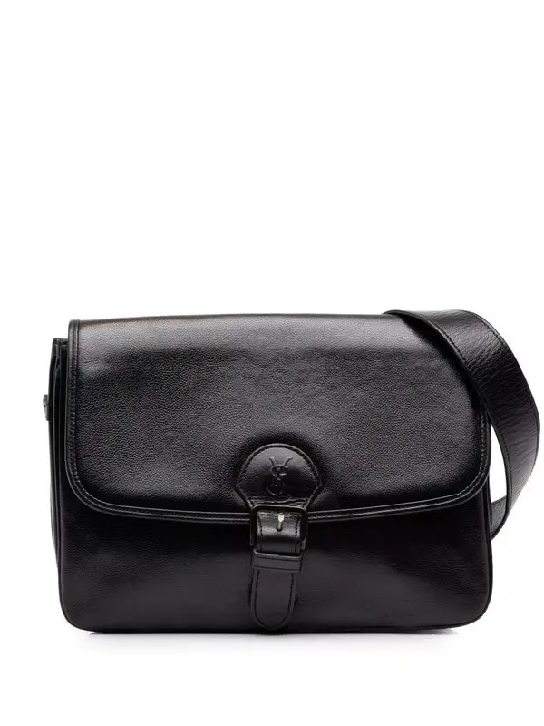 Saint Laurent 1980-1990 Grained Leather Crossbody Bag - Black