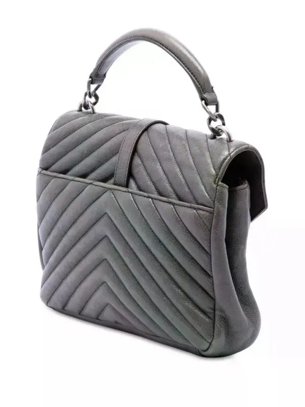 Saint Laurent 2016 Medium Chevron Sheepskin Monogram College Satchel