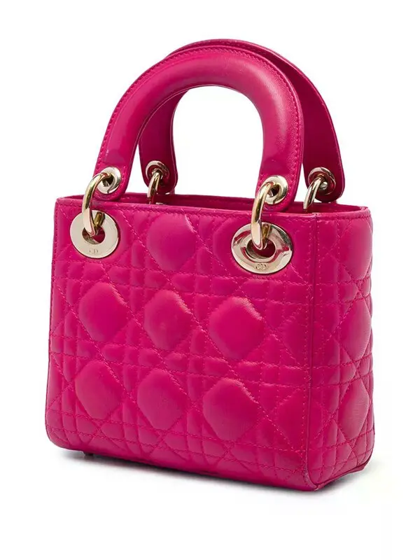 Dior 2015 Mini Lambskin Cannage Lady Satchel