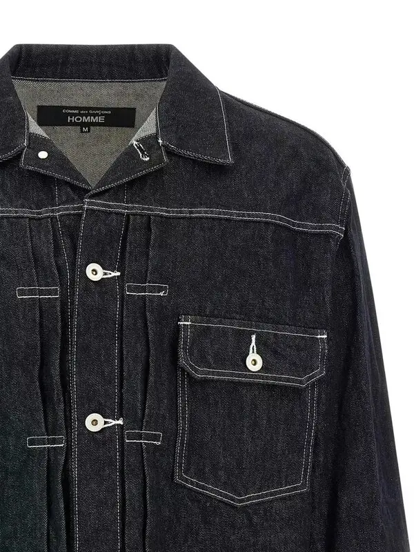 Comme Des Garçons Pleated-detail Denim Jacket