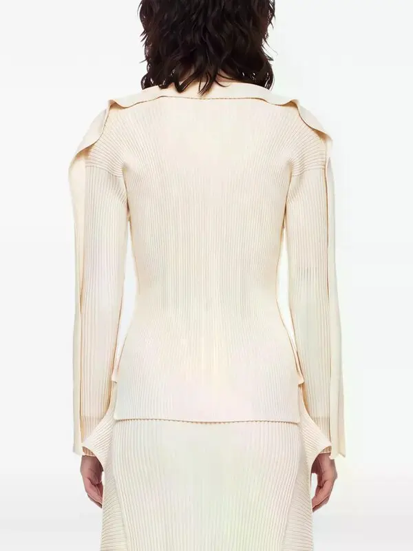 Issey Miyake Ribbed-knit Ruffled Top