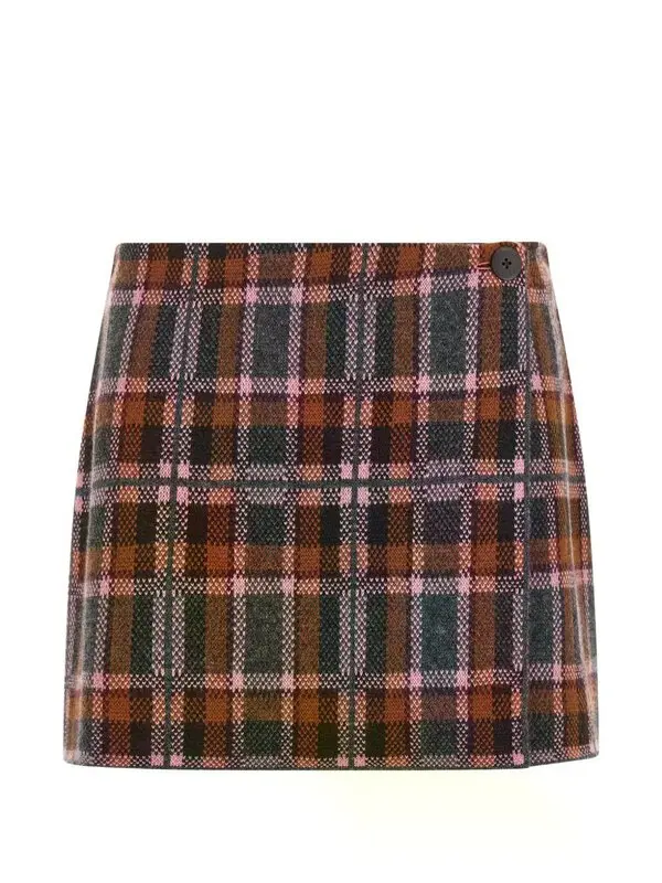 Guest In Residence Tartan-check Jacquard Mini Skirt - Brown