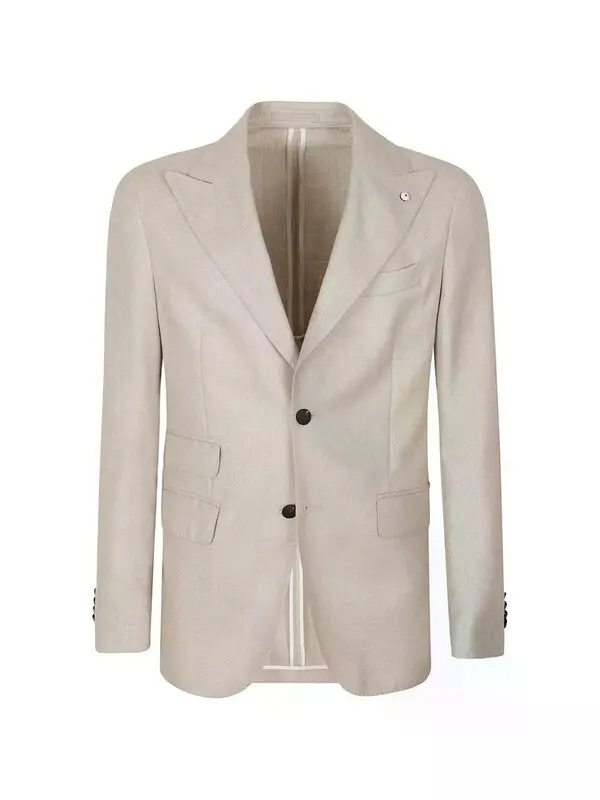 LBM Peak-lapel Single-breasted Blazer - Neutrals