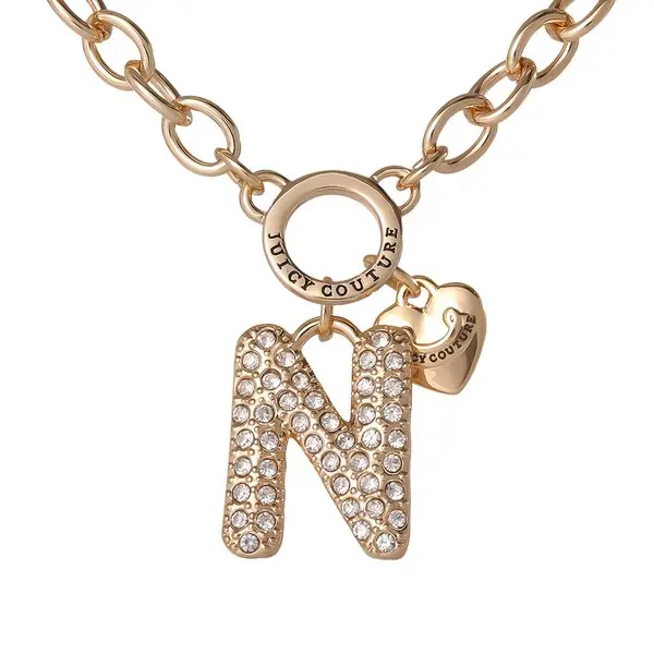 Juicy Couture Bubble Initial Necklace, Letter N - Goldtone